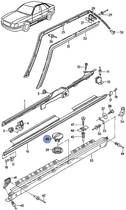 Clip / cover / cap for side skirt Audi RS2 S4 and RS4 B5 - 8A0854953 8 – Kustom 3D Prototyping ...